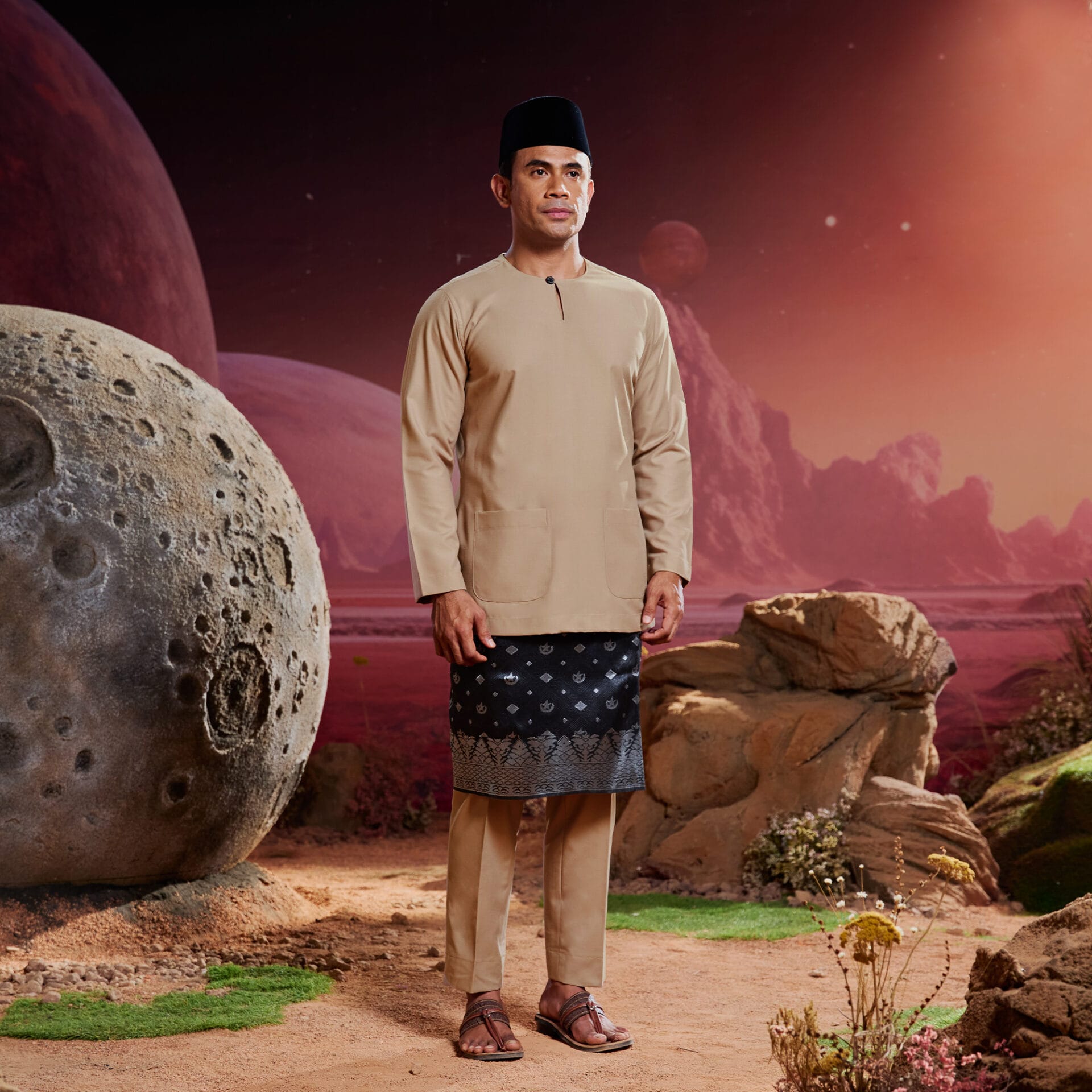 Baju Melayu Teluk Belanga - Latte - Bulan Bintang Malaysia